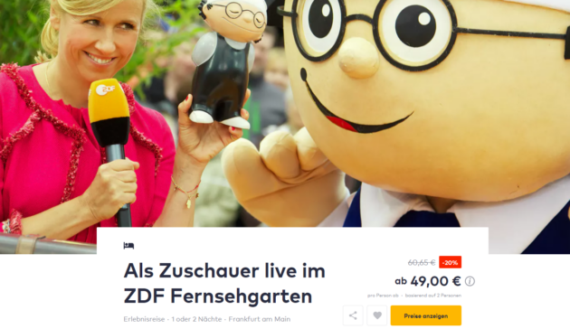 ZDF Fernsehgarten & Übernachtung im 4* Hotel ab 49