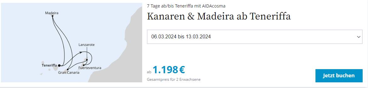 Reisen zum Verlieben: 7 Tage mit AIDAcosma durch die Kanaren & Madeira ...