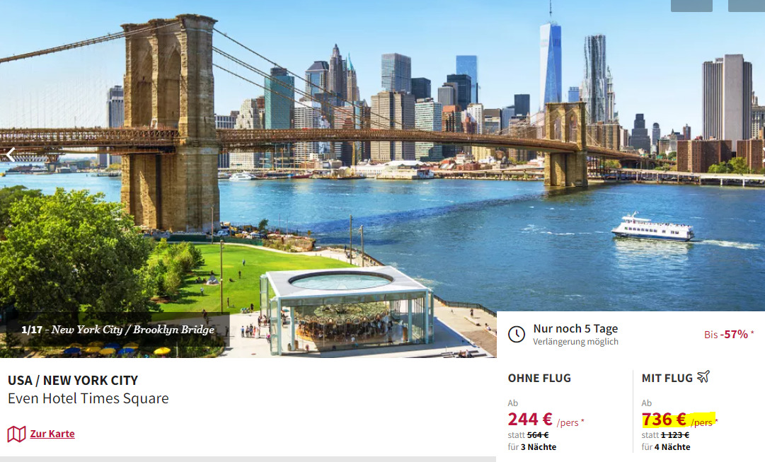 New York City: 5 Tage in der Mega-Metropole im TOP 4* Hotel inkl. Flug ...