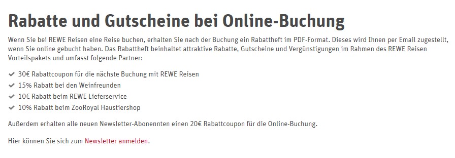 REWE Reisen Gutschein: 20€ Rabatt | Juni 2026